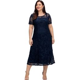 sheego Damen Abendkleid mit Zierborten marine Gr&ouml;&szlig;e 40
