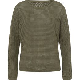 Heine Damen Ajourpullover mit Fledermaus-&Auml;rmeln khaki Gr&ouml;&szlig;e 50