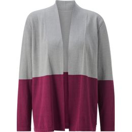 CR&Eacute;ATION L Damen Strickjacke mit Colour-Blocking-Muster malve-steingrau-gemustert Gr&ouml;&szlig;e 38