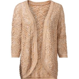 CR&Eacute;ATION L Damen Strickjacke in Melange-Optik camel-ecru-meliert Gr&ouml;&szlig;e 36