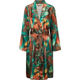 w&auml;schepur Damen Morgenmantel im Kimono-Schnitt apfel-orange-bedruckt Gr&ouml;&szlig;e 36/38