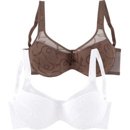 Damen Minimizer-BH mocha-mousse+wei&szlig; Gr&ouml;&szlig;e 90C
