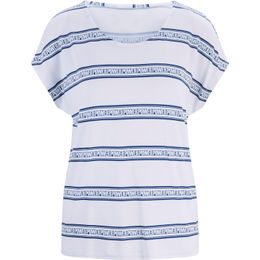 CR&Eacute;ATION L Damen T-Shirt mit Schriftzug wei&szlig;-royalblau-bedruckt Gr&ouml;&szlig;e 38