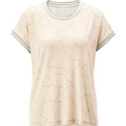 CR&Eacute;ATION L Damen Rundhalsshirt mit Rippb&uuml;ndchen und Glitzereffekten sand-champagner-bedruckt Gr&ouml;&szlig;e 38