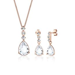 Elli Premium Damen Schmuckset &raquo;Tropfen Wei&szlig; 925 Silber, mit Kristallen von Swarovski &laquo; () rosa