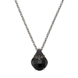 ZEEme Kette mit Anh&auml;nger &raquo;925/- Sterling Silber Markasit Achat&laquo; schwarz 45cm Sehr edles Erscheinungsbild