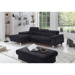 COTTA Ecksofa &raquo;Komaris L-Form, B: 244 cm&laquo; mit Kopfteilverstellung, optional Bettfunktion, Bettkasten & Licht grau Microfaser PRIMABELLE (100% 