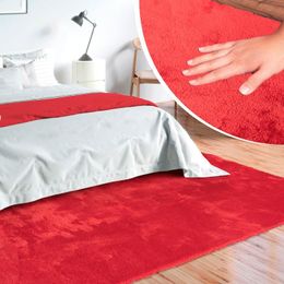 MERINOS Teppich &raquo;Loft 37, Kunstfellteppich&laquo; rechteckig 16 mm H&ouml;he weich und kuschelig, Fell Haptik, Anti-Rutsch-Unterseite rot Polyester