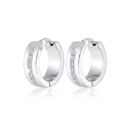 Elli Paar Creolen &raquo;Ohrringe Creolen Zirkonia Basic Glamour Elegant 925 Silber&laquo; Wei&szlig; onesize Elegante Ohrringe aus 925er Sterling Silber