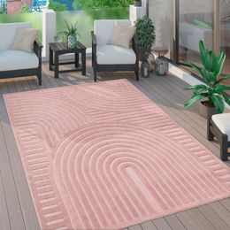 Paco Home Teppich &raquo;Livorno 674&laquo; rechteckig 14 mm H&ouml;he Uni Farben, moderner Hoch-Tief-Effekt, Scandi-Look, Outdoor geeignet pink Obermaterial: 100%...