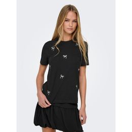 Only Kurzarmshirt &raquo;ONLKITA LIFE REG S/S BOW TOP BOX JRS&laquo; Black Print:Ribbons S (36) S (36) T-Shirt von Only