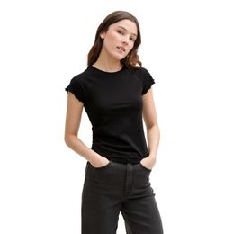 Tom Tailor Denim Damen Tom Tailor Denim T-Shirt mit Raglan &Auml;rmeln schwarz XS (34)