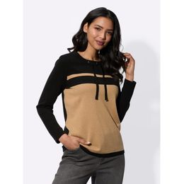 Sieh an! Langarm-Pullover in schwarz-camel | Gr.: 52