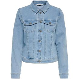 Only Damen Only Jeansjacke &raquo;ONLWONDER &ndash; Jeansjacke in kurzer Form mit Stretch&laquo; figurbetont, casual, Denim, Baumwollmischung, Brusttaschen blau XS (34)