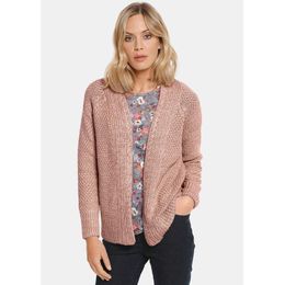 GOLDNER Kurzgr&ouml;&szlig;e: Strickjacke Zeitlose Strickjacke in Grobstrick in ros&eacute; / melange | Gr.: 22