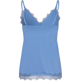 rosemunde Damen rosemunde Spaghettitop &raquo;Billie Strap Top&laquo; Vintage-Spitzenbesatz an Ausschnitt und Saum, feminin blau 36