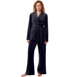 Triumph Homewearhose &raquo;Sensual Velour Wide Leg Trousers&laquo; elegante l&auml;ssige Passform DARK BLUE 42 - N-Gr N-Gr 42 Velour-Hose zum Wohlf&uuml;hlen f&uuml;r zu...