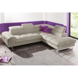COTTA Ecksofa &raquo;Chef L-Form&laquo; mit Kopfteilverstellung, edle Metallkufen, wahlweise mit Bettfunktion grau Luxus-Microfaser (100% Polyester);Kunstleder 