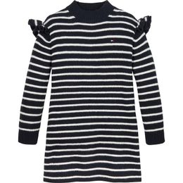 Tommy Hilfiger M&auml;dchen Strickkleid &raquo;RUFFLE SKATER DRESS LS&laquo; Baby bis 2 Jahre; mit Streifenmuster blau 80, N-Gr