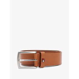 Tommy Hilfiger Herren Lederg&uuml;rtel &raquo;DENTON 3.5 cm breit EXT&laquo; Einfachdornschlie&szlig;e, Metalllogo braun