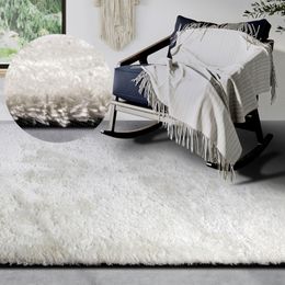 Hochflor-Teppich Hanse Home "Olaf", wei&szlig; (ivory wei&szlig;), B:160cm H:38mm L:230cm, Polyester, Teppiche, Langflor, Shaggy, einfarbig, flauschig, weich, gl&auml;nzend, modern, uni