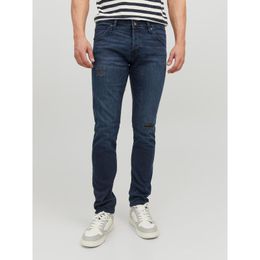 Jack & Jones Jack & Jones Herren Slim-fit-Jeans &raquo;JJIGLENN &ndash; Slim-Fit-Jeans mit niedriger Leibh&ouml;he&laquo; Used, modisch, slim fit, Denim/Jeans blau 32, L&auml;nge 30
