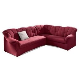 DOMO collection Ecksofa &raquo;Papenburg B/T/H: 242/190/84 cm L-Form&laquo; wahlweise mit Bettfunktion, Langer Schenkel links oder rechts rot Struktur ( 90% 