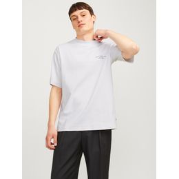 Jack & Jones Rundhalsshirt JACK & JONES "JPRBLACHAD BRANDING SS CREW NECK TEE SN", Herren, Gr. L, wei&szlig; (hellwei&szlig;), Jersey, Obermaterial: 95% Baumwolle, 5% Elasthan, unifarben, relaxed fit normal, Rundhals, Shirts Rundhalsshirt