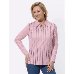 Poloshirt Classic Basics "Winter-Shirt", Damen, Gr. 52, rosa (ros&eacute;, bedruckt), 100% Baumwolle, gemustert, mehrfarbig, Shirts