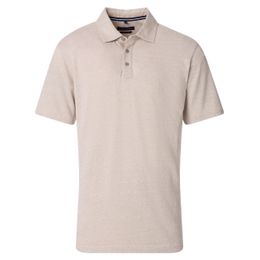 Poloshirt Casamoda "Casamoda Polo-Shirt uni", Herren, Gr. M, beige, 70% Baumwolle, 30% Leinen, Shirts