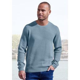 Strickpullover John Devin, Damen, Gr. L (52/54), blau (rauchblau), Feinstrick, Obermaterial: 50% Baumwolle, 50% Polyacryl, unifarben, regular fit normal, Rundhals, Strickb&uuml;ndchen, Pullover Strickpullover, Pullover aus weichem Strukturstrick