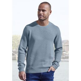 Strickpullover John Devin, Herren, Gr. L (52/54), blau (rauchblau), Feinstrick, Obermaterial: 50% Baumwolle, 50% Polyacryl, unifarben, regular fit normal, Rundhals, Strickb&uuml;ndchen, Pullover Strickpullover, Pullover aus weichem Strukturstrick