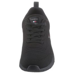 Tommy Hilfiger Herren Sneaker &raquo;CORPORATE KNIT RIB RUNNER&laquo; , Freizeitschuh, Halbschuh, Schn&uuml;rschuh mit seitlicher Logoflagge schwarz 41