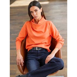 Sweatshirt Heine, Damen, Gr. 36, orange, 60% Modal, 35% Polyester, 5% Elasthan, unifarben, Sweatshirts Sweatshirt