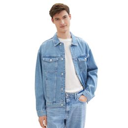 Tom Tailor Denim Herren Tom Tailor Denim Jeansjacke ohne Kapuze mit Knopfleiste blau S
