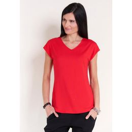 Seidel Moden T-Shirt mit V- oder rundem Ausschnitt, MADE IN GERMANY rot 44 44 Schlichtes, unifarbenes Shirt von Seidel Moden