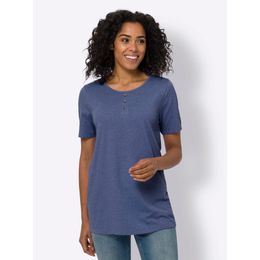Longshirt Classic Basics "Longshirt", Damen, Gr. 44, blau (royalblau, meliert), 65% Polyester, 35% Baumwolle, meliert, Rundhals, Shirts Longshirt