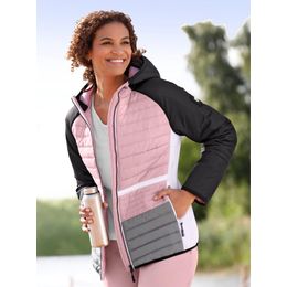 Steppjacke Casual Looks, Damen, Gr. 36, rosa (schwarz, hortensie), 100% Polyester, gemustert, mehrfarbig, Jacken Steppjacke