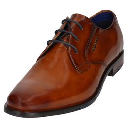 Schn&uuml;rschuh Bugatti, Herren, Gr. 43, braun (cognac used), Leder, Schuhe Schn&uuml;rschuh, Businesschuh, Abendschuh, Festtagsschuh mit seitlichem Logoemblem