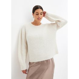 bonprix Grobstrick-Pullover, wei&szlig;, mit Baumwolle