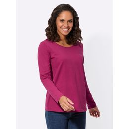 Rundhalsshirt Casual Looks "Shirt", Damen, Gr. 36, pink (fuchsia), 100% Baumwolle, unifarben, Rundhals, Shirts Rundhalsshirt