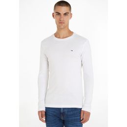 Langarmshirt Tommy Jeans "TJM ORIGINAL RIB LONGSLEEVE TEE", Herren, Gr. L (52), wei&szlig; (classic wei&szlig;), Obermaterial: 100% Baumwolle, unifarben, Basic, schmal, Rundhals, Shirts Langarmshirt
