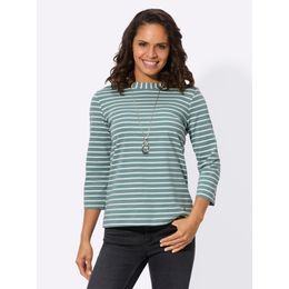3/4-Arm-Shirt Casual Looks "Ringelshirt", Damen, Gr. 38, gr&uuml;n (jade), 95% Baumwolle, 5% Elasthan, gemustert, gestreift, mehrfarbig, U-Boot-Ausschnitt, Shirts 3/4-Arm-Shirt