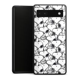 DeinDesign Google Pixel 6a Handy Premium Silikon H&uuml;lle Handyh&uuml;lle schwarz Case Peanuts Snoopy Muster Silikon Premium Case