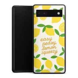 DeinDesign Google Pixel 6a Handy Premium Silikon H&uuml;lle Handyh&uuml;lle schwarz Case Spruch Statement Lemon Silikon Premium Case