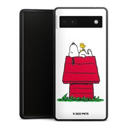 DeinDesign Google Pixel 6a Handy Premium Silikon H&uuml;lle Handyh&uuml;lle schwarz Case Snoopy Peanuts Official Licensed Product Silikon Premium Case