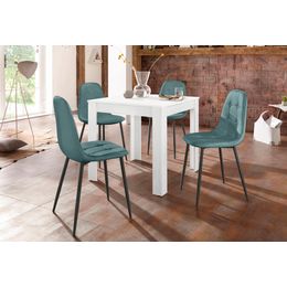 Essgruppe Inosign, blau (wei&szlig; mit struktur, blau,), B:80cm, Sitzm&ouml;bel-Sets, Essgruppe, mit Esstisch 80 cm breit