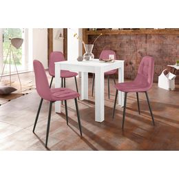 Essgruppe Inosign, rosa (wei&szlig; mit struktur, rosa,), B:80cm, Sitzm&ouml;bel-Sets, Essgruppe, mit Esstisch 80 cm breit