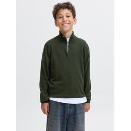 Jack & Jones Troyer JACK & JONES JUNIOR "JJEEMIL KNIT HALF ZIP NOOS JNR", Jungen, Gr. 176, duffel bag, Strick, Obermaterial: 60% Baumwolle, 20% Nylon, 20% Viskose, unifarben, regular fit normal, Rippb&uuml;ndchen, Pullover Troyer, Baumwollmischung, regular fit