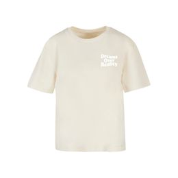 Mister Tee T-Shirt 'Dreams Over Reality' Damen Gr&ouml;&szlig;e M beige / wei&szlig;